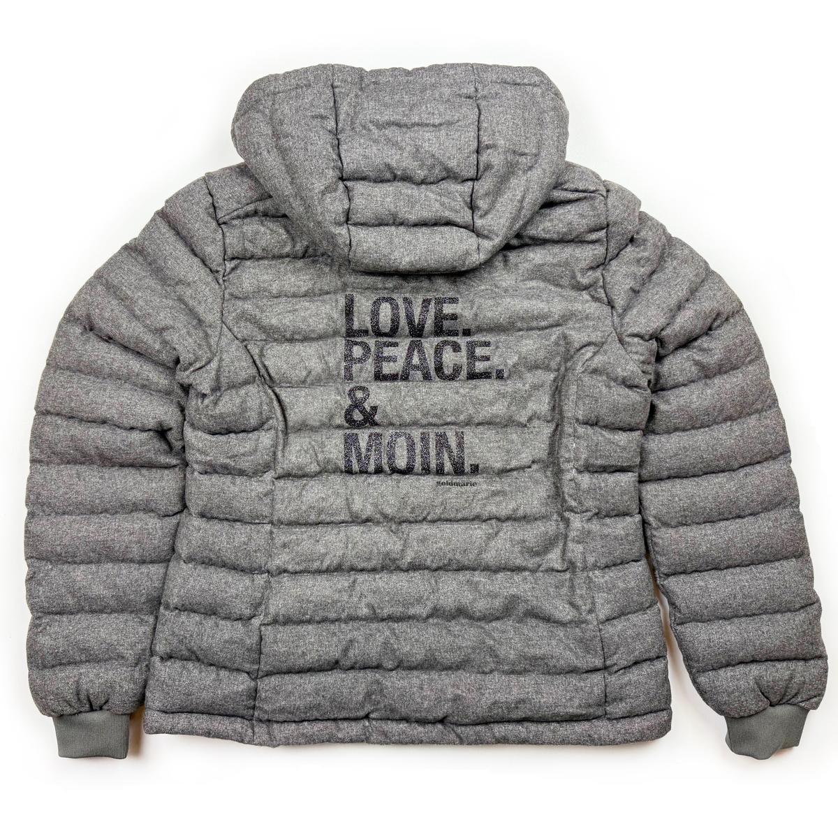 goldmarie Stepp Jacke LOVE PEACE MOIN - grau-schwarz mit Glitzer ...